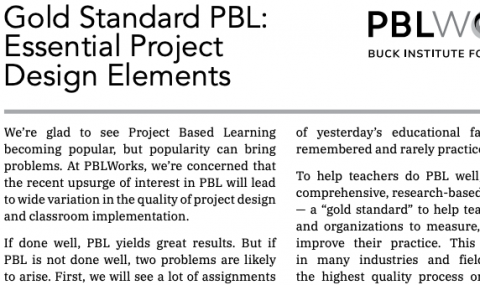 Gold Standard PBL: Essential Project Design Elements | MyPBLWorks